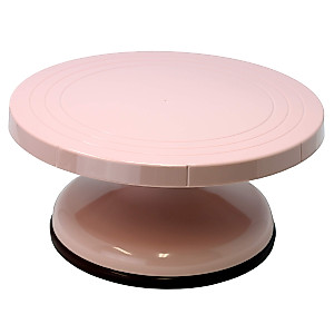Creative Hobbies 10.5 Inch Rotating Cake Decorating Turntable - Pink Plastic - Revolving Cake Stand, Banding Wheel, Sculpture Stand with Sturdy Base