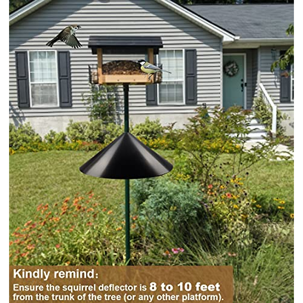 Garbuildman Squirrel Baffle for Bird Feeder Pole, Outside Pole Mount Bird House Guard for Outdoor Shepherd’s Hook, 19 Inch Diameter, 1 Pack