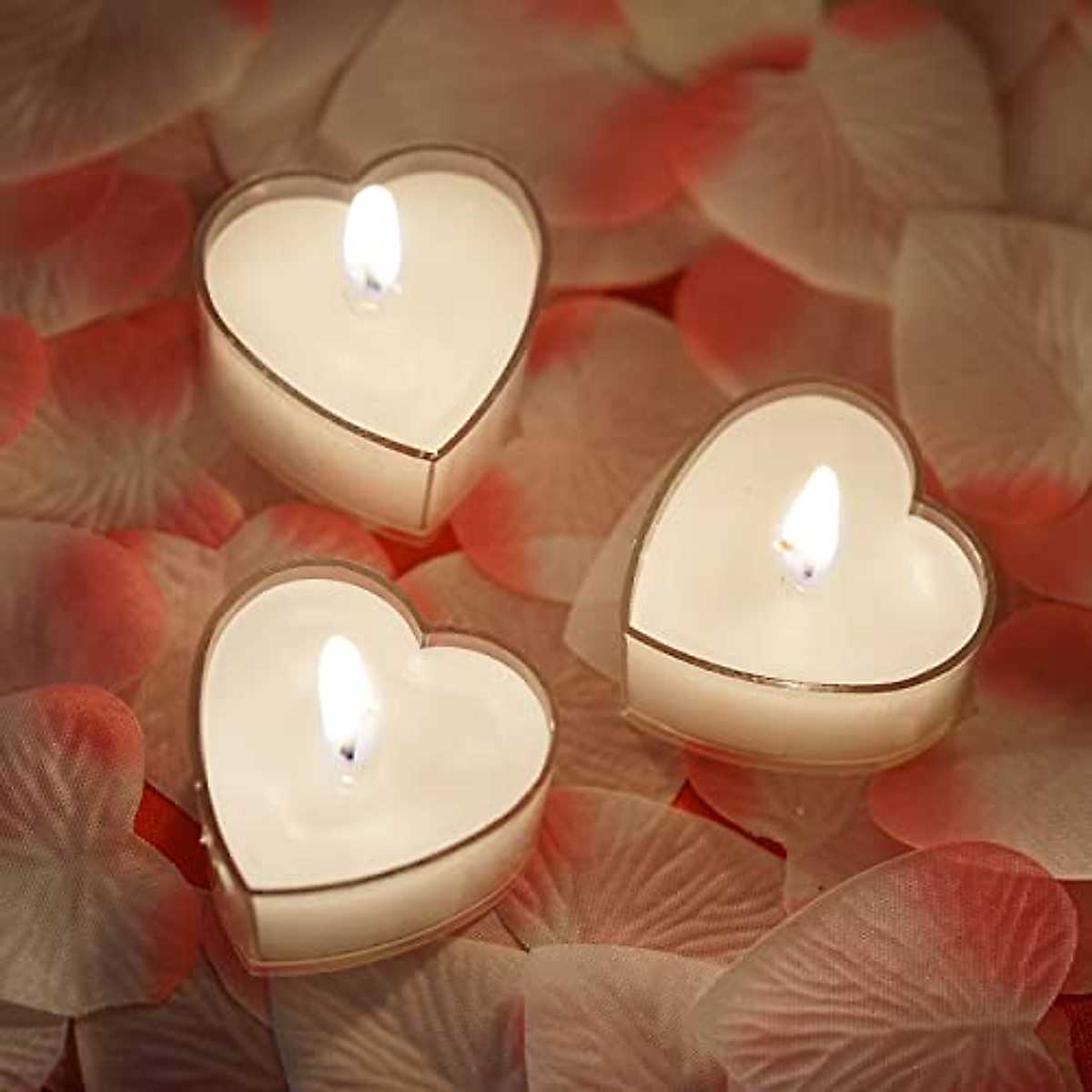 Efavormart 12 Pack White Heart Shaped Tea Light Candles Birthday, Proposal, Wedding, Party, Engagement, and Table Decor
