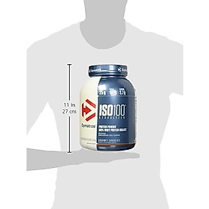 Dymatize ISO100 Hydrolyzed Protein Powder, 100% Whey Isolate Protein, 25g of Protein, 5.5g BCAAs, Gluten Free, Fast Absorbing, Easy Digesting, Gourmet Chocolate, 3 Pound