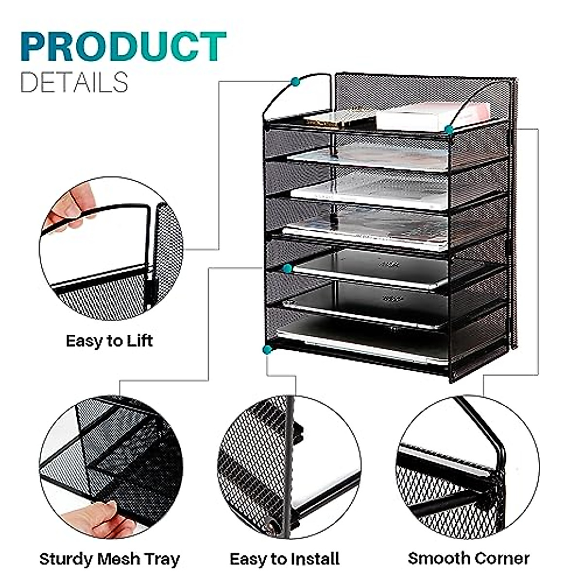 COSYAWN Mesh Desk Paper Tray Organizer
