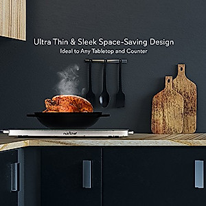 NutriChef Electric Hot Plate Tray Dish Warmer with Black Glass Top-Ideal for Home, Buffet, Parties,Kitchen & Restaurant Use-Portable and Perfect for Table or Countertop-Dimensions: 14.5'' L x 8.6'' W.