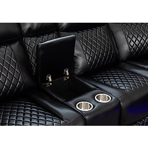 Power Recliner Sofa Sectional Couches with Speaker LED Light Strip Cup Holders Console Table Storage for Home Theater Living Room Office