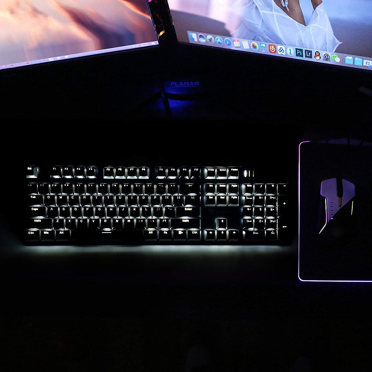 Mechanical Keyboard Gaming Keyboard | Black Switch, Black Grey Color & White Backlit Keyboard | 104 Keys US Layout | Wired Gaming Keyboard | Hot Swappable Mechanical Keyboard, PC Gaming Keyboard