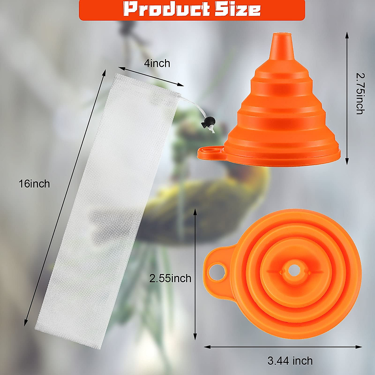 5 Pieces Thistle Sock Bird Feeder Thistle Seed Feeder Socks Thistle Feeder for Finches Finch Feeder Mesh Socks Bird Sack Feeders with Folding Food Funnel for Garden Yard Outdoor (White, 4 x 16 Inch)