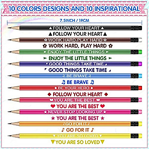 Eersida 80 Pcs Motivational Pencils Color Changing Mood Pencil Inspirational with Sayings 2B Thermochromic Eraser for Student Christmas Gift (Multicolor, Style)