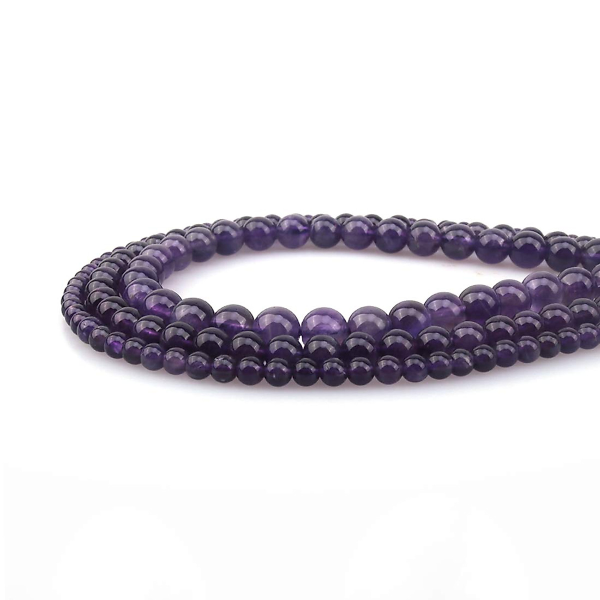 ICAI Beads 4mm Natural Amethyst Stone Round Loose Stone Beads for Jewelry Making DIY Crafts Design 1 Strand 15" APPR.98-100pcs