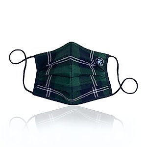 JaxMask® | Hunter Green & Black Christmas Holiday Plaid Cloth Face Mask | Tartan Buffalo Check 2 Layer Pleated Washable & Reusable With Nose Wire | 'SilentNight Collection' (Green Plaid)