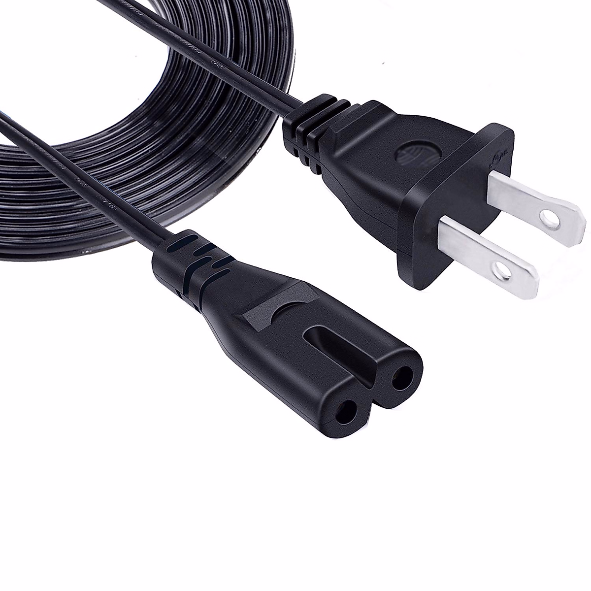 8ft TV Power Cable Cord for Samsung 24" 32" 40" 43" 48" 49" 50" 55" 60" 65" 75" Inch LCD HD Smart 4K Curved TV UN55RU8000FXZA UN65RU7100FXZA UN43NU6900FXZA 2 Prong Power Cord Replacement