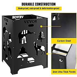 VEVOR Burn Barrel, 22x22x30.3 inch Burn Cage, Carbon Steel Cage Incinerator, Incinerator Barrel with Handle for Outdoors
