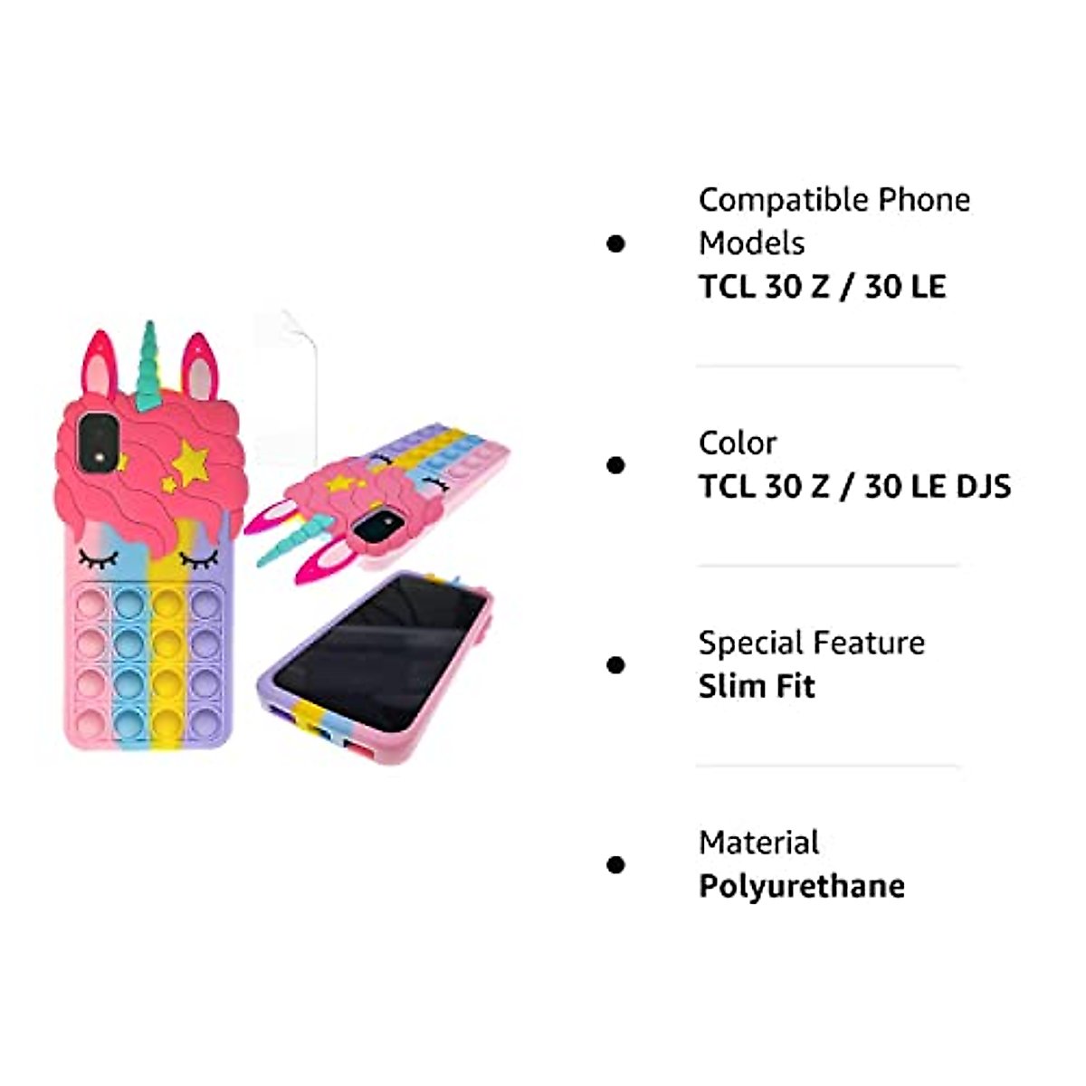 jioeuinly TCL 30 LE Jet Case Compatible for TCL 30 Z Phone Case for TCL 30Z T602DL 30LE Phone Case Cover [with Tempered Glass Screen Protector] DJS