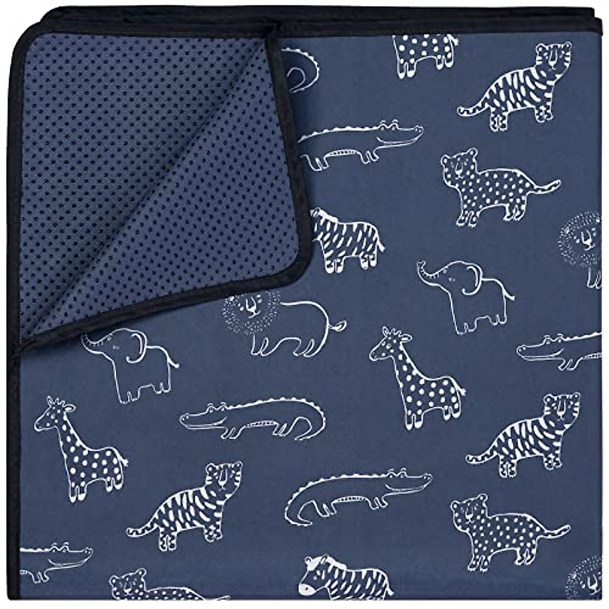 Baby Splat Mat for Under High Chair, 51 x 51 Inch Splash Mat, Waterproof and Washable Spill Mat, Anti-Slip Floor Protector, Safari Animals