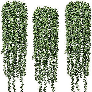 3pcs Artificial Fake String of Pearls Plant Faux Fake Hanging Succulents Plants