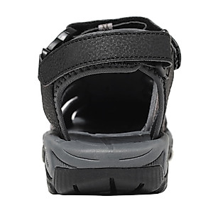 WOTTE Women's Closed Toe Sport Hiking Sandals Walking Outdoor Summer Athletic Sandals Size 8 Black/Grey