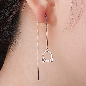 Guran Cat Earrings Anti-Lost Earphone Strap Compatible for Airpods 1 2 3 Pro (Cat_Silver)