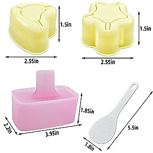3 Pack Rice Ball Mold & White Rice Paddle Spam Musubi Maker Mold Sushi Making Kit Non Stick Musubi Press Onigiri Molds Spam Rice Mold Luncheon Meat Press Home Kitchen Lunch Bento DIY for Kids