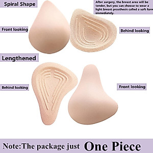 Sibrawom Cotton Mastectomy Breast Prosthesis Forms Lengthened Light-weight for Breast Cancer Insert Pads Only One Piece