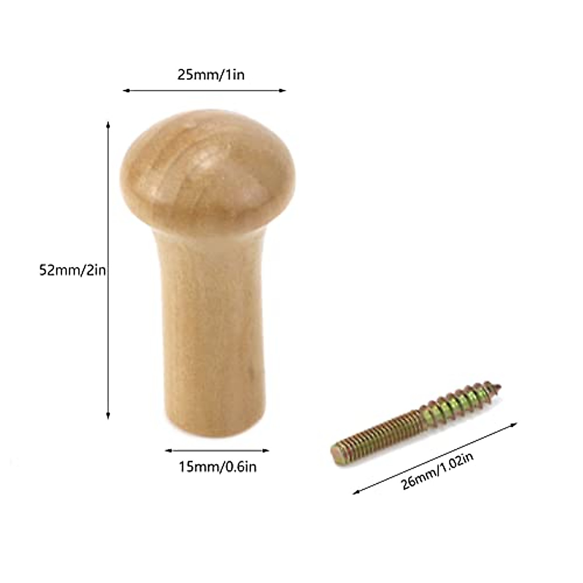 KUMGROT 10pcs Coat Wall Hooks Wood Mushroom Hook Heavy Duty Robe Hook Decorative Wall Hooks Coat Pegs Hooks for Hanging Hat Towels Clothes 5.2cm/2 Inch