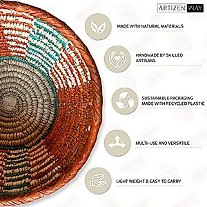 Artizenway Handmade Boho Plant Basket - Woven Planter Baskets - Plant Pot Cover Baskets for Plants - Date Palm Leaves Decorative Pattern Baskets - Storage Organizer (set of 3, Horizontal)