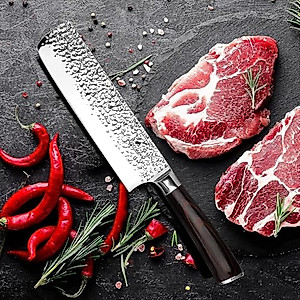 imarku Nakiri Knife, Vegetable Meat Cleaver Knife, Razor Sharp Chef Knife,7-inch SUS440A Ultimate Japanese Stainless Steel Kitchen Knife with Ergonomic Handle Gifts for Christmas