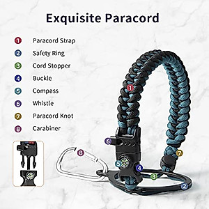 Trebo Water Bottle 64oz with Paracord Handle, Half Gallon Food-grade Double Wall Vacuum Stainless Steel Insulated Jug with Straw Spout Handle Lids, Leakproof Keep Cold & Hot, Ombre: Indigo/Black