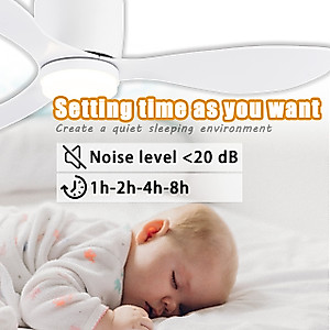 GESUM Ceiling Fan with Light, 42" Flush Mount Ceiling Fan Light with 3 Colors, 6 Speeds, Timing,Low Profile Ceiling Fan with Remote Control 3 Blades for Bedroom Dining Room (White)