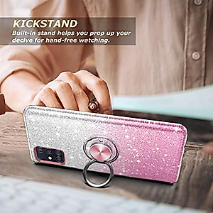 Samsang Galaxy A51 Case,Nicelycase Bling Sparkly Glitter Cute Phone Case for Women Girls with Kickstand,Slim Fit Drop Protection Shockproof Cover for Samsung Galaxy A51 - Pink