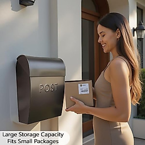 NACH Large Wall Mount Mailbox, 5.07 x 12.44 x 5.39 inches, Black Mailboxes for Outside Wall Mount, Waterproof Mailbox - The Sylvia Mailbox