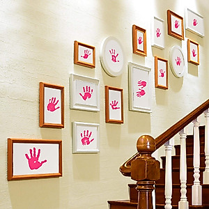 Ink Pad, 5x4'' Washable Non-Toxic Ink Stamp Pad for Baby Footprint Handprint, Pink