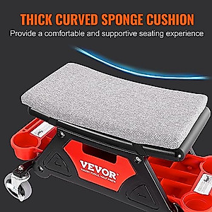 VEVOR Mechanic Stool 300 LBS Capacity Garage Stool Gift for Men, Heavy Duty Rolling Mechanics Seat, with Three Slide Out Tool Trays and Drawer, Tools for Automotive Auto Repair