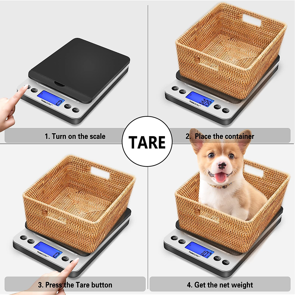 THINKSCALE Shipping Scale, 86lb Postal Scale with Hold and Tear Function, 5 Units, Auto-Off, Postage Scale for Packages Mailing Small Business, Battery Included