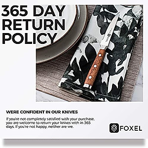 FOXEL Steak Knives Knife Set of 4, 8, or 12 - Non Serrated Straight Edge Blade w/Weighted Full Tang Sandal Wood Handle - Japanese VG10 Stainless Steel Steak Knife Gift Box - Hand Wash Only
