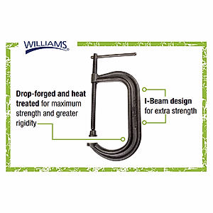 Williams CC-408S 8-Inch Drop Forged C Clamp , Black