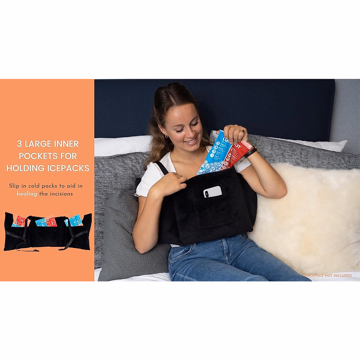 Bundle Post Mastectomy Pillow + Seatbelt Pillow for After Surgery - Recovery After Breast Cancer Surgery, Port Pillow For Seatbelt, Breast Augmentation, Heart Surgery - Breast Cancer Gifts for Women