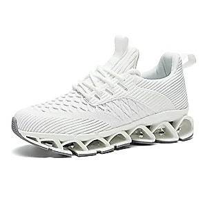Wrezatro Women's Slip on Walking Running Shoes Blade Tennis Casual Fashion Sneakers Comfort Non Slip Work Sport Athletic Trainer White
