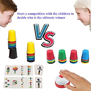 LANDOR Quick Cups, Quick Cups Games for Kids,Classic Stacking Cup Game for Kids Flying Stack Cup Parent-Child Interactive Game with 24 Picture Cards, 30 Cups