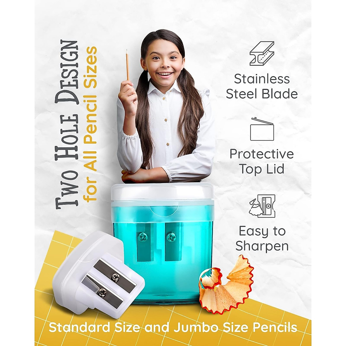 100 Pack Bulk Pencil Sharpeners - Double Hole Sharpener for Classroom Supplies, Manual Pencil Sharpener for Kids, Colored Pencil Sharpener for School Supplies. Handheld Pencil and Crayon Sharpener
