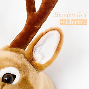 BAOUBEAR Plush Stuffed Deer Head – 17 Inch Hunting Toy, Handcrafted Trophy, Woodland Nursery Decor