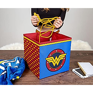 DC Comics Wonder Woman Logo 11-Inch Storage Bin Cube Organizers| Fabric Basket Container, Cubby Cube Closet Organizer | Comic Book Superhero Toys, Gifts and Collectibles