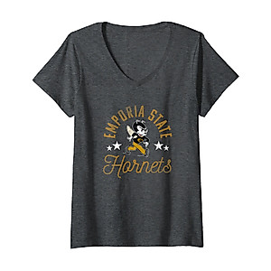 Womens Emporia State University ESU Hornets Logo V-Neck T-Shirt
