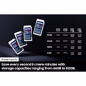 SAMSUNG PRO Ultimate Full Size 512GB SDXC Memory Card, Up to 200 MB/s, 4K UHD, UHS-I, C10, U3, V30, A2, for DSLR, Mirrorless Cameras, PCs, MB-SY512S/AM