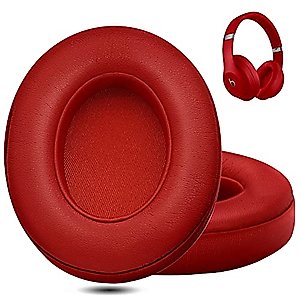 Professional Headphone Replacement Ear Pads for Beats Studio 2 & 3 (B0501, B0500) Wired & Wireless | Does NOT Fit Beats Solo, Enhanced Foam, Luxurious PU Leather (Red)