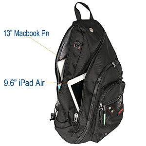 Larswon Sling Backpack, Sling Bag Laptop, Crossbody Bag Men, Shoulder Bags Black