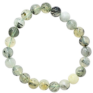 Zenergy Gems Charged Natural Prehnite 8mm Bracelet + Selenite Charging Heart [Included]