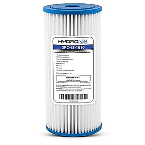 Hydronix SPC-45-1010 Universal Whole House Sediment Pleated Water Filter, Washable and Reusable, 4.5" x 10" - 10 Micron