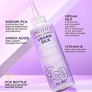 Pacifica Beauty Vegan Silk Instant Gloss Mask for Dry & Damaged Hair, Vitamin B + Amino Acids, Conditioning Treatment, Glass Hair, Cruelty Free, 100% Vegan, Clear, Vanilla, 5 Fl Oz