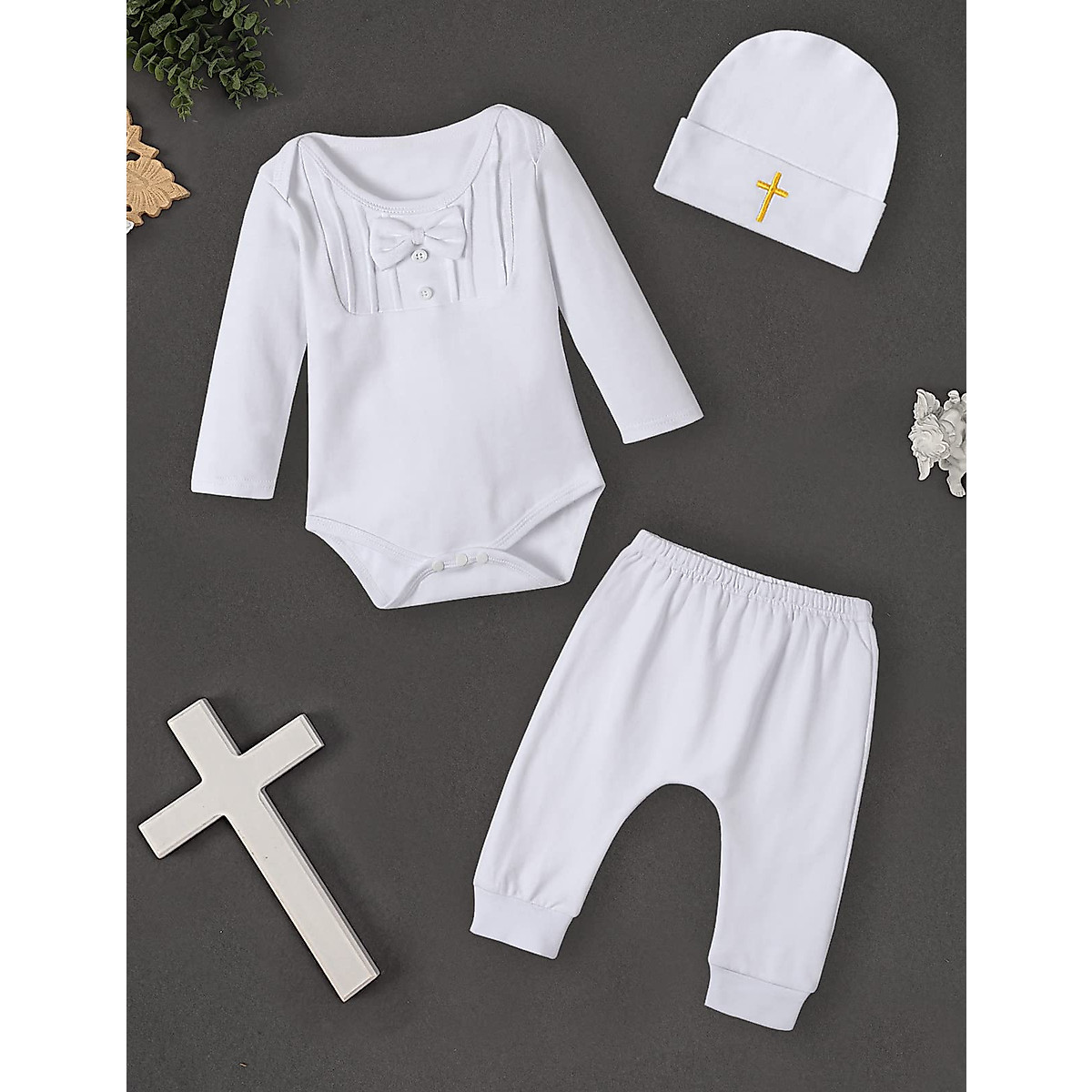 COSLAND Baby Boy Baptism Outfit Christening Clothing 0-3 Months, White