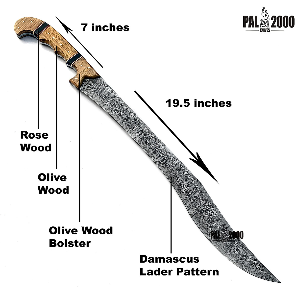 HSK-9984 Custom Handmade Spring Damascus Sword with Sheath - Viking Sword Hunting Full tang longsword for men