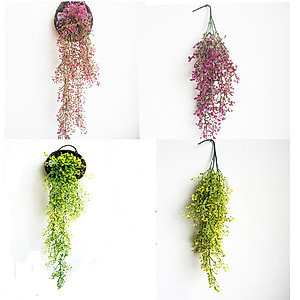 G-Tree Artificial Plants Vine Hanging, Set of 2 Artificial Ivy Flowers Fake Greenery Plants for Garden Wall Decoration, Red Rose