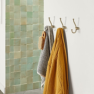 TUNNY Wall Mounted Coat Hooks - Champagne Gold Coat Hooks,Pack of 5, for Entry Shoe Cabinets, Wardrobe Bathroom Bedroom Furniture Hardware